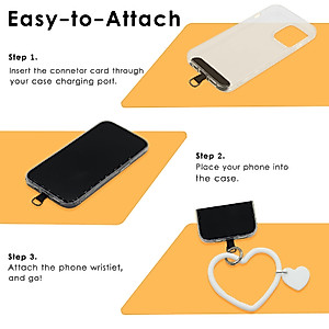 Luckyvestir Silicone Phone Lanyard, Heart Cell Phone Hand Wrist Strap with 2 Universal Tether Tab Smartphone Key Chain Wristlet Bracelet (White)