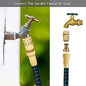 BoArt (6 Sets Garden Hose Quick Connector Set, Solid Brass 3/4 Inch Water Fitings Thread Easy Connect No-Leak Male Female