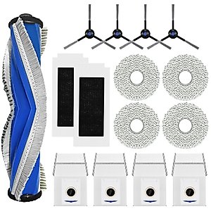 PhoebCynthi Replacement Accessories Compatible with Ecovacs DEEBOT T30S/ N30 Omni/ N30 PRO Omni Robot Vacuum.（1 Main Brush,4 Side Brushes,2 Hepa Filters,4 Mop Pads,4 dust Bags）