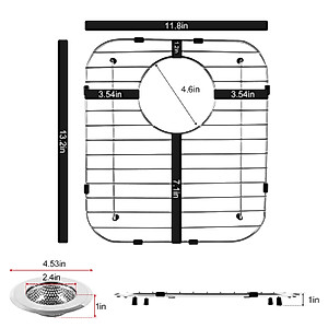KintKita Sink Rack for Bottom of Sink 13.2"x11.8",2 Pack 304 Stainless Steel Sink Protector for Kitchen Sink with Sink Strainers,Rear Drain Hole Sink Grate for Bottom of Kitchen Sink