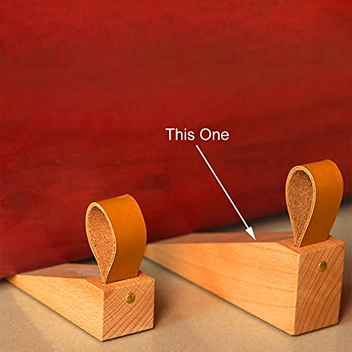 Wood Door Stopper, Solid Wooden Non-Slip Door Wedges, Sturdy and Durable Door Stop Wedge, Door Stopper Fit for Door Bottom Seam (0.2" - 1.3") 1 Pack