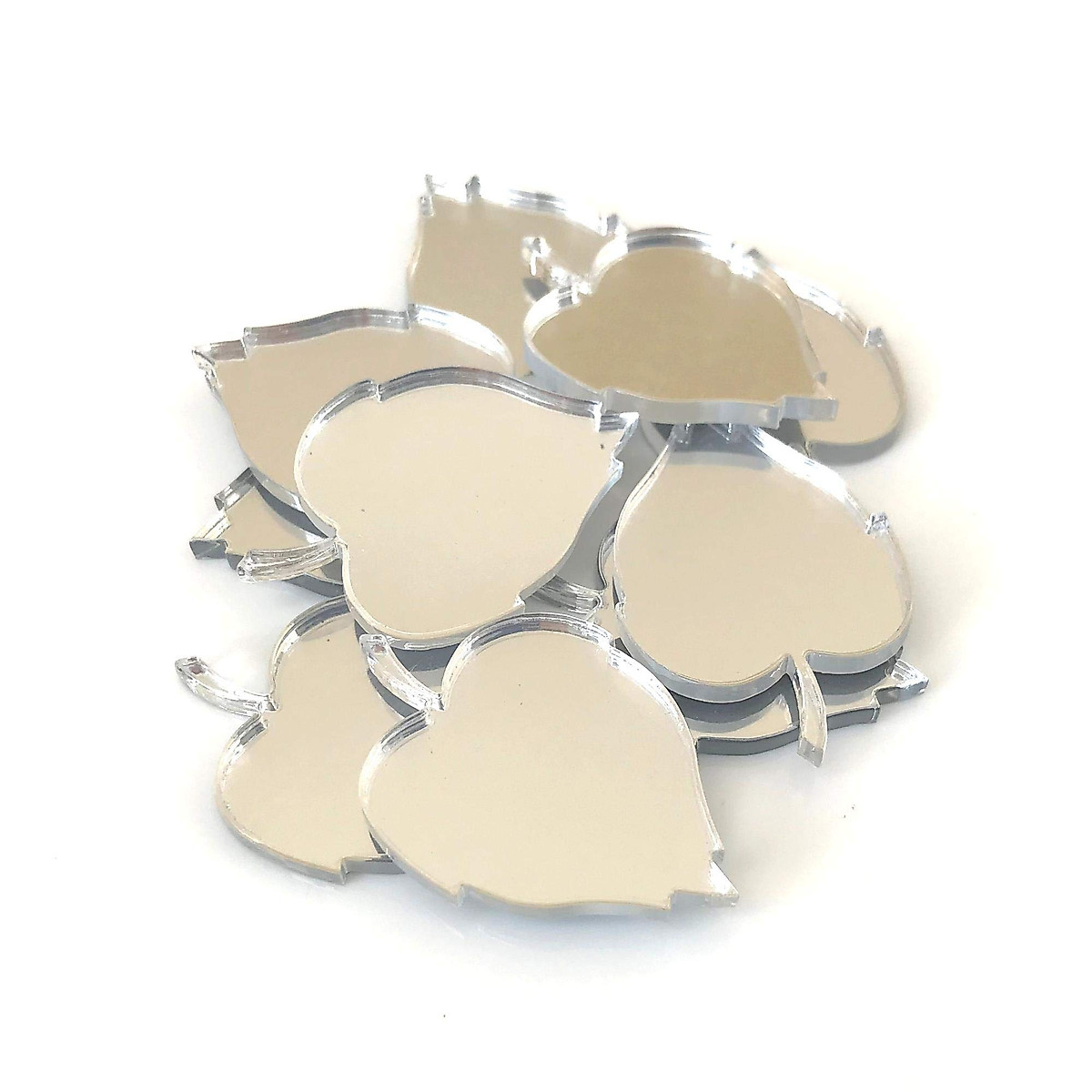 Super Cool Creations Leaf Shaped Crafting Mirrors, Set of 10, Many Colours, Shatterproof Acrylic, Blue Mirror, Pack of 10 x 6cm