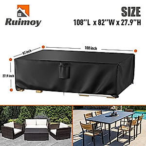 Ruimoy Patio Furniture Covers, Outdoor Furniture Cover Waterproof, General Purpose, Outside Table and Chair Covers, Heavy Duty 600D (108 Inch L x 82 Inch W x 27.9 Inch H)