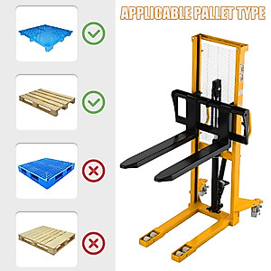 APOLLOLIFT Manual Stacker, 2200 lbs Capacity 63 Inch Lift Height Fixed Leg Stacker, with Adjustable Forks Fixed Legs Only Suitable for Open Bottom Pallet