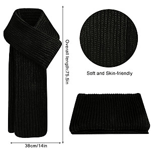 Hicdaw Womens Winter Hat Gloves Scarf Set, Beanie Hat Womens Winter Warm Sets Long Scarf Touchscreen Gloves with Fleece Lined Warm Knitted Hat White Black