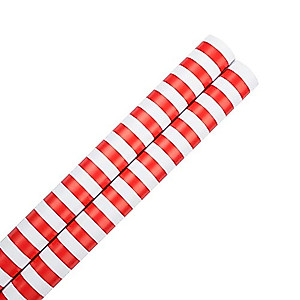 JAM Paper Gift Wrap - Striped Wrapping Paper - 50 Sq Ft Total - Red & White Stripes - 2 Rolls/Pack