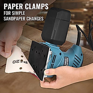 Palm Sander, WESCO 2.0 A Electric Sander Tool 1/4 Sheet Sanders for Woodworking,12,000 OPM Corded Finishing Sander Machine with Dust Collector, Punch Plate,Vacuum Adapter, Quick Locking System