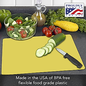 Cut N' Funnel Rustic Wine/Citrus Designer Flexible Plastic Cutting Board Mat with Coordinating Solid Flex Mat 15" x 11.5", Made in the USA, Decorative, Flexible, Easy to Clean