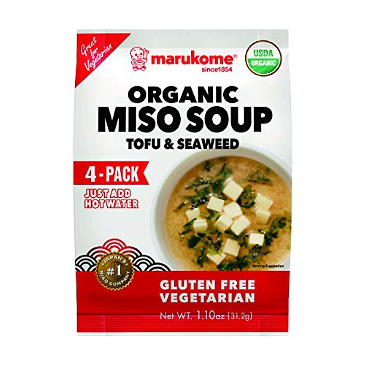 Marukome Organic Miso Soup Tofu Seaweed, 1.1 oz