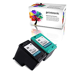 Printronic Remanufactured Ink Cartridge Replacement for HP 74 HP 75 CB335WN CB337WN (1 black 1 Color) 2 Pack