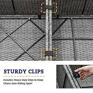 EAGLE PEAK 12 Piece Outdoor Wicker Patio Furniture Set with 2 Coffee Tables, PE Rattan Sectional Conversation Sofa Set with Seating for 10 People, Light Blue