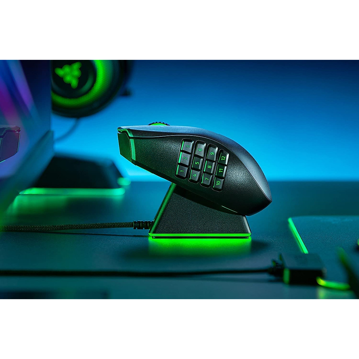 Razer Naga Pro Wireless Gaming Mouse: Interchangeable Side Plate w/ 2, 6, 12 Button Configurations - Focus+ 20K DPI Optical Sensor - Fastest Gaming Mouse Switch - Chroma RGB Lighting