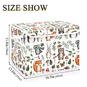 senya Large Storage Bins with Linen Collapsible Foldable Storage Cubes Fabric Closet Organizer Containers box with Flip-Top Lid for Home Bedroom Office 16.5 x 12.6 x 11.8in (Woodland)