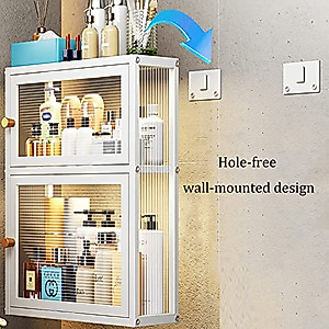 Wall Mounted Bathroom Medicine cabinets,No Punching Dustproof Cosmetic Storage Box,Over-The-Toilet Storage Organizer, Multi Purpose Jewelry Rack,Hanging Floating Rack for Garage Laundry Room Kitche