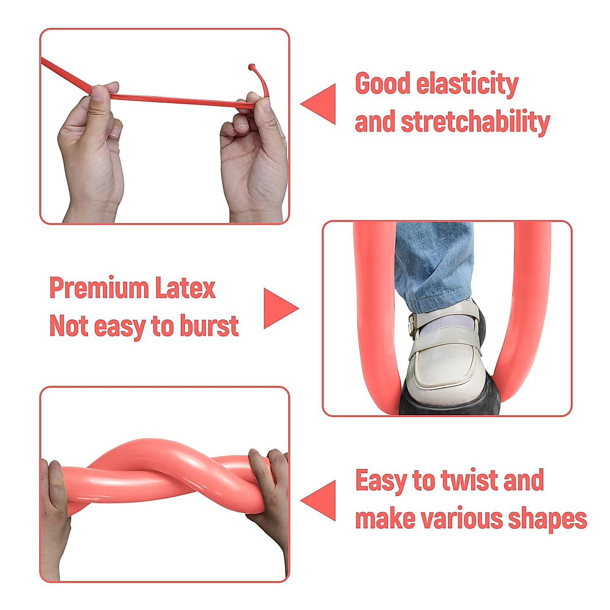 100Pcs Peach Colour 260 Balloons, Thickening Latex Peach Colour 260q Balloons for Animal Model, Long Twisting Balloons for Halloween Xmas Presents, Animal Shape Weddings, Birthdays Clowns.