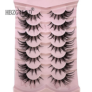 AMSDCN 7Pairs Cat Eye Eyelashes manga Lashes 3D Clear Band Lashes natural Half Lashes End Eye Elongated Mink Eyelashes Fluffy Eyelashes (07)