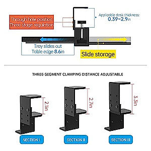 alfd suoke Keyboard Tray Under Desk, Pull out Keyboard & Mouse Tray with Sturdy C-Clamp, Slide Out Keyboard Platform, Adjustable Height Keyboard Drawer, 29.5'' x 9.4''