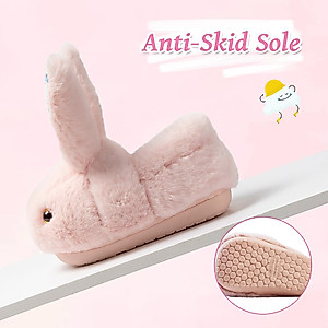 Girls Toddler Slippers Boys House Shoes for Little Kids Cute with Bunny Design Plush Indoor Slippers Non-Slip Pink 5-5.5 Infant
