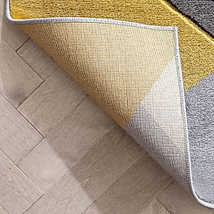 Well Woven Good Vibes Nora Gold Modern Geometric Stripes and Boxes 5'3" x 7'3" 3D Texture Area Rug