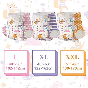 Aimisin Adult Printed Diapers,XX-Large-Fox and Bear, 7 Pieces for Men and Women - Leak Protection Heavy Absorbency Protection Diapers