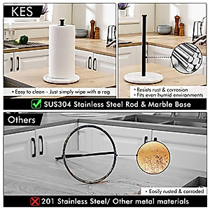Kitchen Paper Towel Holder Standing with Marble Base for Standard or Jumbo-Sized Rolls, Matte Black KPH100-BK