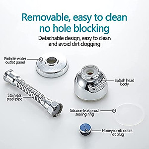 Newly Upgraded 360° Rotatable Faucet Nozzle, Removable Kitchen Faucet Nozzle Replacement, Splash-Proof Faucet Booster Shower and Water-Saving Faucet for Kitchen Bathrooms