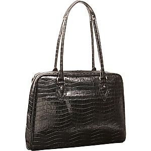 Mobile Edge Women's Black, Milano 15.4 Inch Business Laptop Handbag Faux Croc, Soft Poly-Suede Lining Protection, MEMC1S