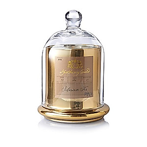 Zodax Apothecary Guild Scented Candle Jar with Glass Dome - Gold / Medium, Siberian Fir