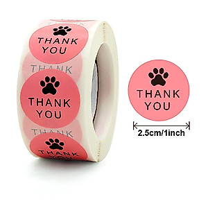 Aisatisforu Thank You Stickers Small Business 500 Pcs Per Roll 1 Inch Dog Paw Design Thank You Sticker Labels for Small Business Envelope Seals, Packaging Online Retailers Boutiques Shops