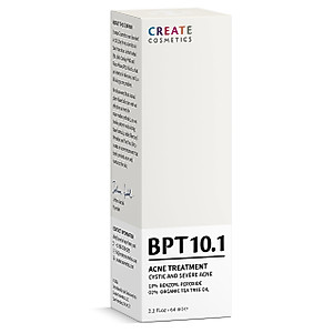 BPT10 Acne Treatment Moisturizer | 10% Benzoyl Peroxide 1% Tea Tree Oil | 55% Organic 89% Natural | Gentle Plant-based Vegan & Cruelty-free | 2.2 fl. oz