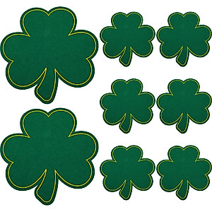 8 Pcs St. Patrick's Day Placemats Shamrock Shaped Placemat St. Patrick's Day Place Mats Lucky Clover Irish Table Mats for Holiday Kitchen Tabletop Decoration, 13.78 x 13.39 Inches (Cute Shamrock)