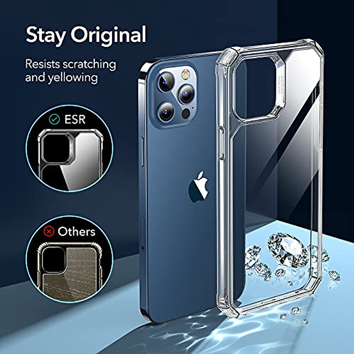 ESR for iPhone 12 Pro Max Phone Case, Military-Grade Protection, Shock-Absorbing Corners, Scratch- and Yellowing-Resistant Hard Back, Phone Case for iPhone 12 Pro Max, Air Armor Case, Clear