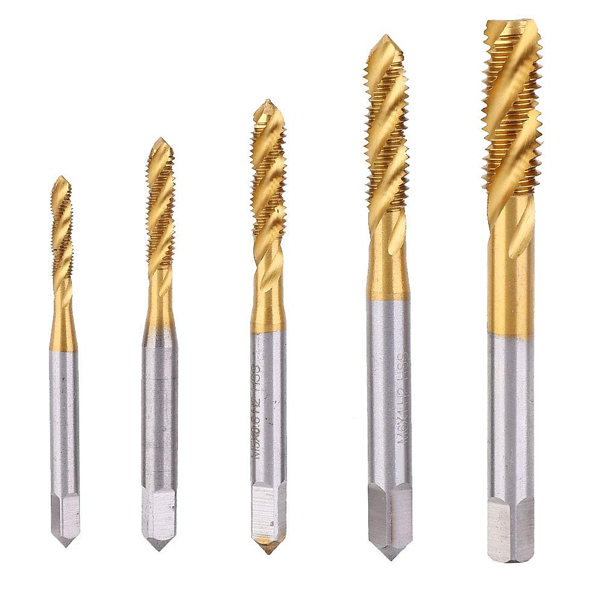 5 Pcs Plated Drill bit Set, M3-M8, Tap Bit Screw Kit for Drilling Metal, Tile, Concrete, Brick, Glass, Plastic and Wood