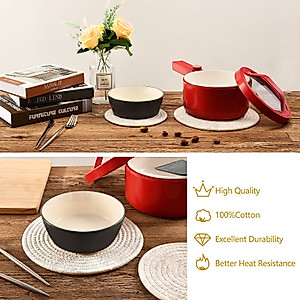 Pot Holders Trivets Set Pure Cotton Potholders Set, Hot Pads Set of 2, White Rose Hot Pot Trivets One 9.45 Inch and One 7 Inch