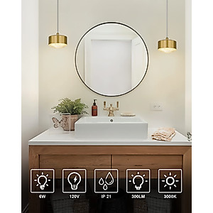 Ken & Ricky Gold LED Pendant Light Fixture, Mini Globe Hanging Light, Modern Island Lights for Kitchen Entryway Dinning Room Bathroom Bedroom - 1 Pack