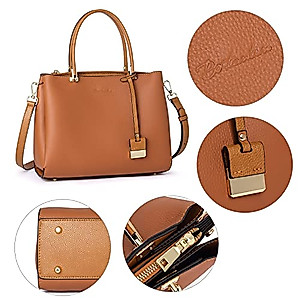 BOSTANTEN Leather Handbags for Women Designer Satchel Purses Top Handle Crossbody Shoulder Bag with Triple Compartment