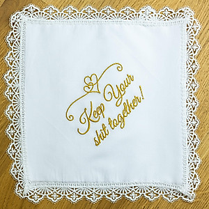 SAY HO UM Fun Wedding Handkerchiefs | Set of 6 | Keep Your Sht Together Gold