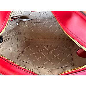 Michael Kors Jet Set Travel Medium Front Pocket Chain Tote Chili Red Gold MK