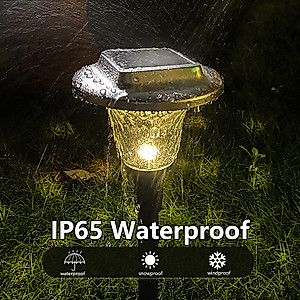 Solar Lights Outdoor Garden,Solar Pathway Lights, Solar Garden Lights Auto RGB Color Changing & Warm White Glass Landscape Lights,Garden Lights Solar Powered Waterproof for Lawn Driveway(Set of 6)