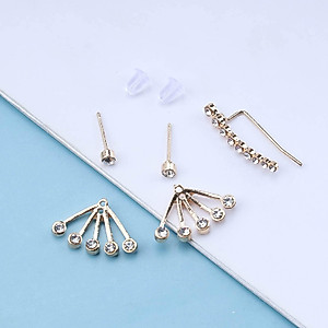 Yheakne Boho Crystal Ear Jacket Earrings Gold Rhinestone Ear Climber Earrings Cz Crawler Earrings Cubic Crystal Climbing Earrings Jewelry for Women and Girls (Gold A)