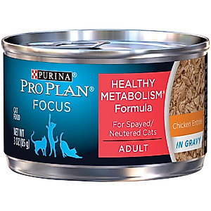 Purina Pro Plan High Protein Gravy Wet Cat Food, SPECIALIZED Healthy Metabolism Formula Chicken Entree - (24) 3 oz. Pull-Top Cans