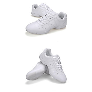 Fenlogft Women Ultra Comfortable Aerobic Cheer Sport Shoes - Training Competition Cheerleading Sneakers for Adults and Youth Girl (7,White)