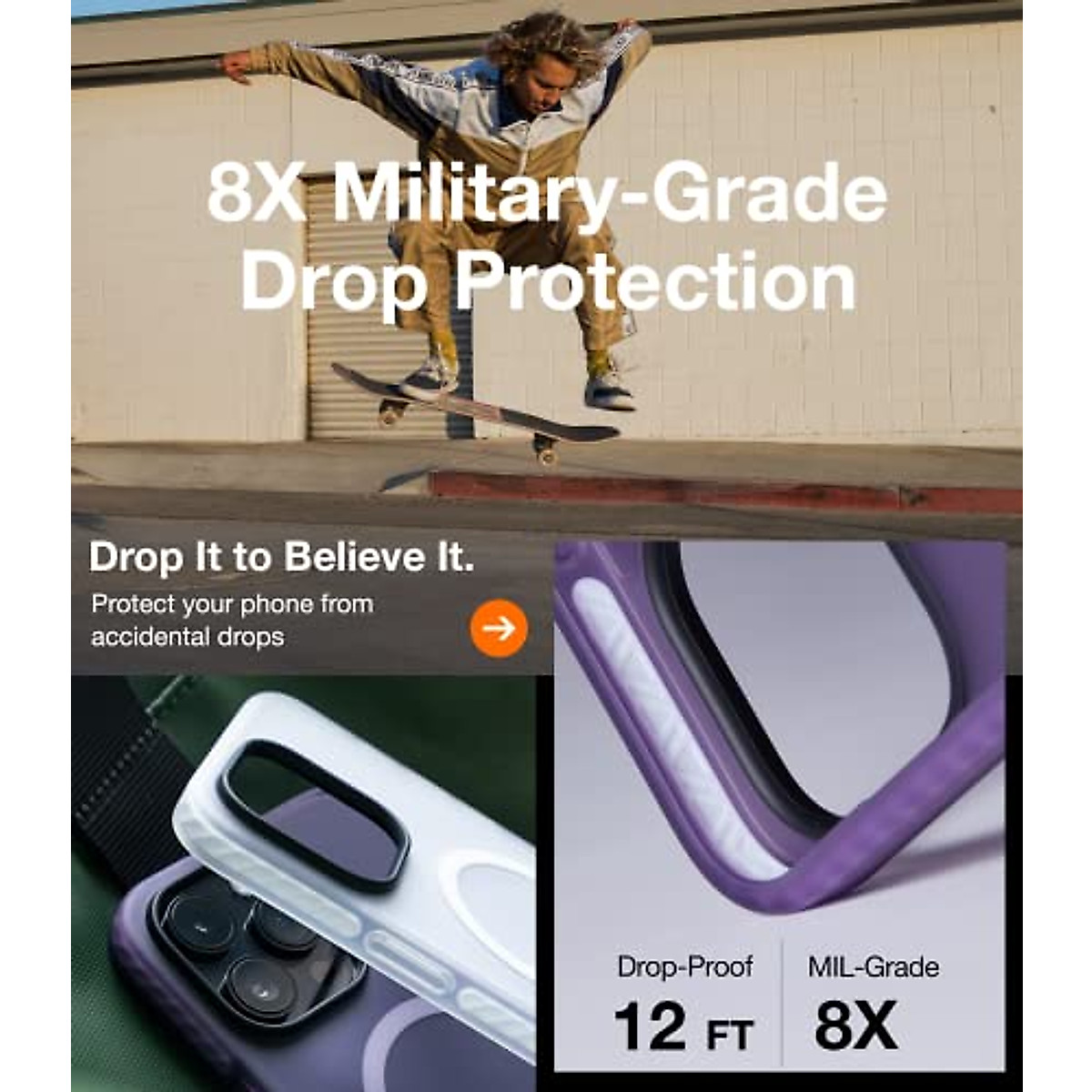 TORRAS Upgraded Matte Case for iPhone 14 Pro Case,[12FT Military Grade Protection][Compatible with MagSafe] Slim Sleek Touch Translucent Phone Cover, Matte Black