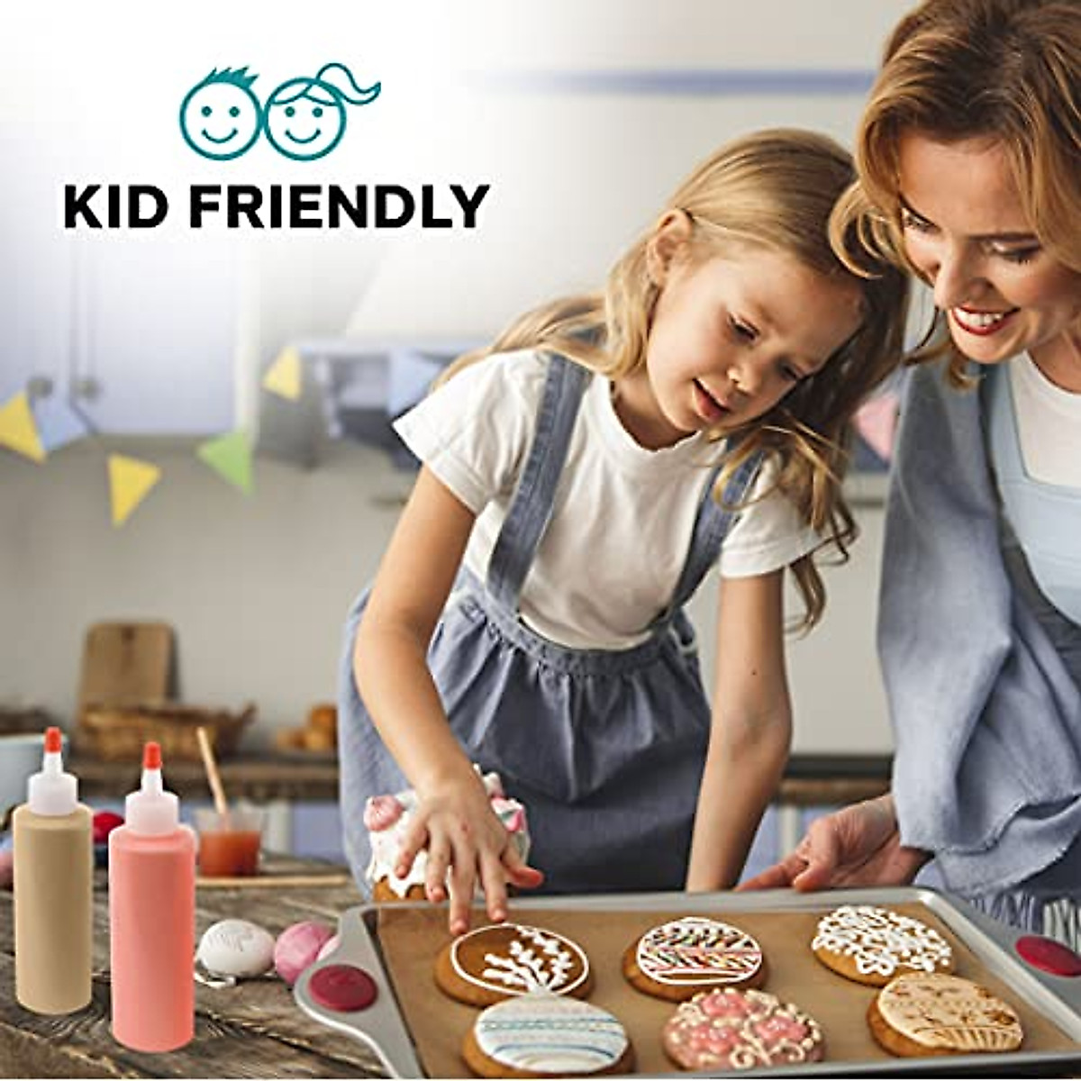 4-Ounce Squeeze Bottles with Red Tip Cap (8-Pack), BPA Free and Latex-Free, Food-Grade Mini-Bottles (120mL) - for Arts and Crafts, Glue, Icing, Griller, Sauces, Dressings, Condiments, Cake Decorating