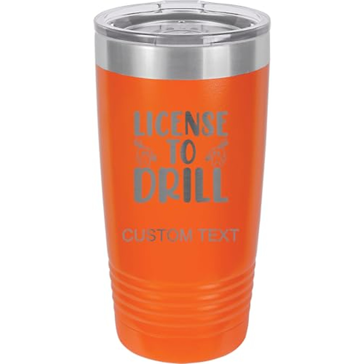 20-Ounce Vacuum Insulated Stainless Steel Tumbler Customized Etched Double-Walled Laser Engraved Coffee Orange BPA-Free Mug, Lid, License to drill Dentist, Personalized Hot/Cold Insulated