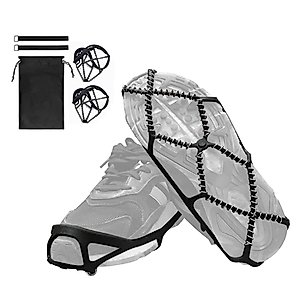 HONUTIGE Ice Grips, Traction Cleats for Walking, Jogging, or Hiking on Snow and Ice, Anti Slip Unisex Outdoor Crampons Over Shoe/Boot Traction Cleats (L)