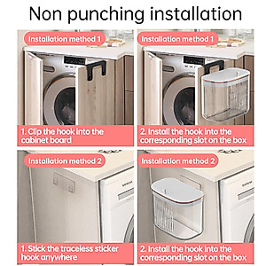 Wall Mounted Laundry Storage, Transparent Lint Holder Bin, Space-Saving Trash Container Hanging on Dryer, Washer or Wall Mount