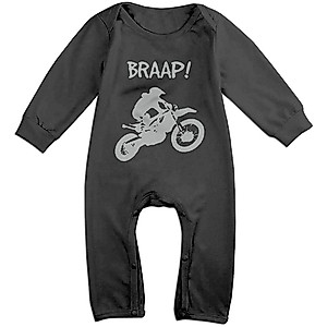 Dirt Bike - Long Sleeve Baby Bodysuit Unisex Infant Footie Rompers Outfits Black