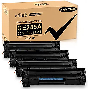 v4ink 4PK Compatible 85A Toner Cartridge Replacement for HP 85A CE285A 36A CB436A 35A CB435A Canon 125 Toner for HP Pro P1006 P1102 P1102W P1109w MFP M1212nf M1217nfw MF3010 LBP6030 LBP6030W Printer