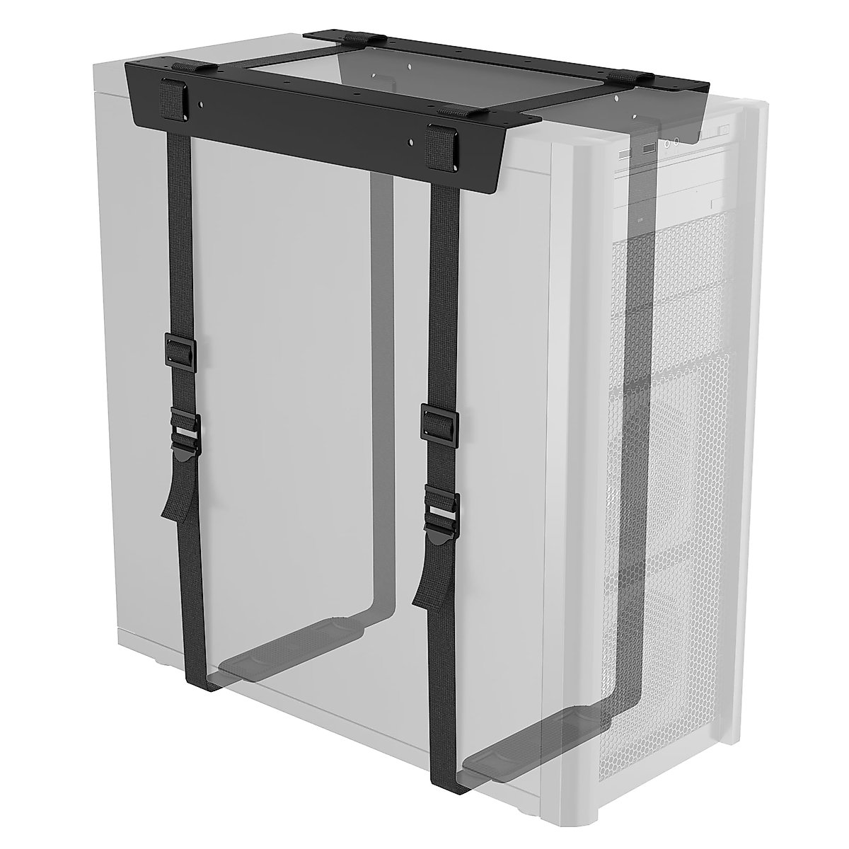 1home Economical CPU Holder Under-Desk PC Holder Desktop Computer Holder Computer Case Carrier Steel Adjustable Straps Computer Tower Mount Bracket